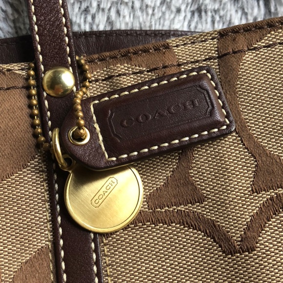 Coach | Bags | Coach Medium Tote Bag C Logo Leather And Canvas | Poshmark